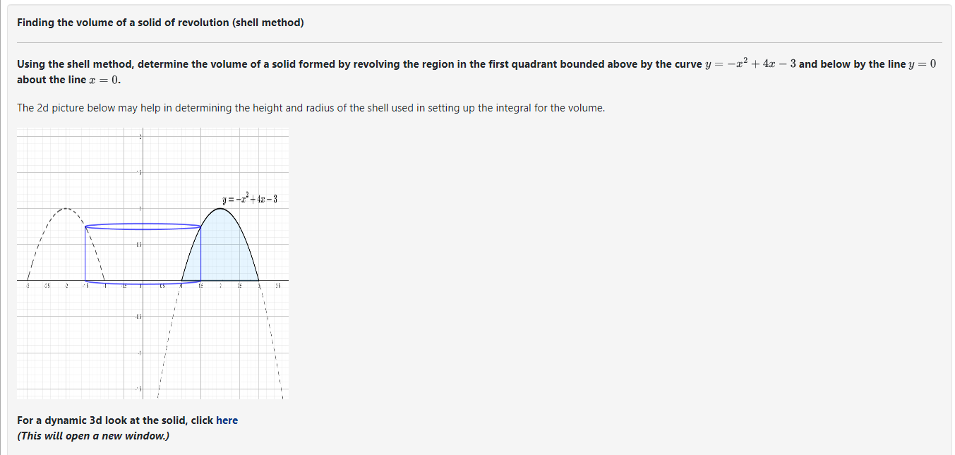 Solved Finding the volume of a solid of revolution (shell | Chegg.com