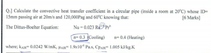 Solved Qi] Calculate the convective heat transfer | Chegg.com