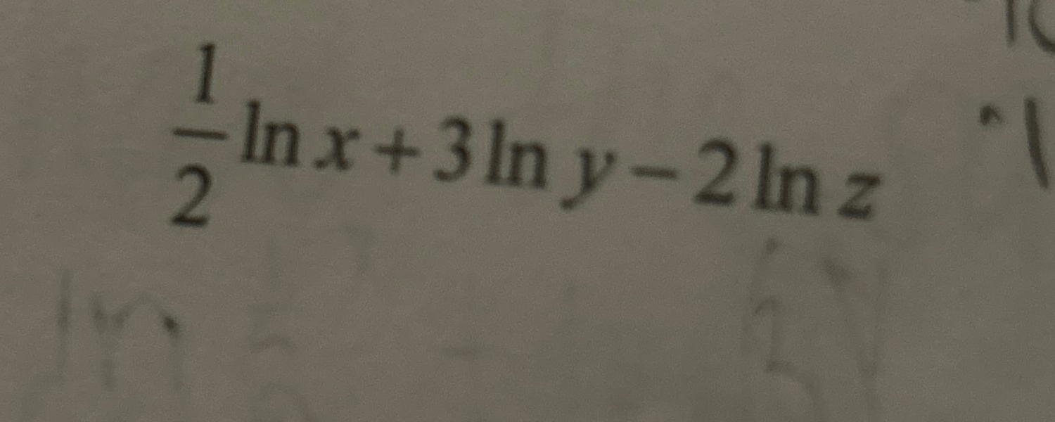 Solved 12lnx+3lny-2lnz ﻿Use properties of logarithims to | Chegg.com