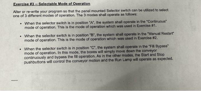 Solved Exercise \#3 - Selectable Mode of Operation Alter or | Chegg.com
