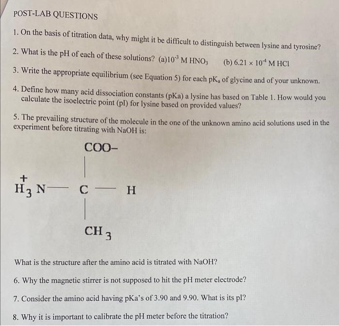 Solved х POST-LAB QUESTIONS 1. On the basis of titration | Chegg.com