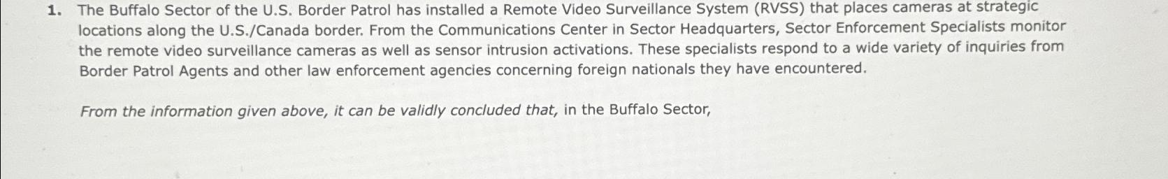 Solved The Buffalo Sector of the U.S. ﻿Border Patrol has | Chegg.com