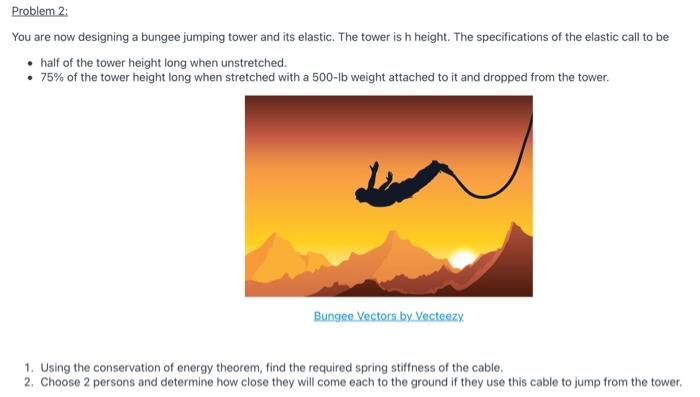 Solved Problem 2: You are now designing a bungee jumping | Chegg.com