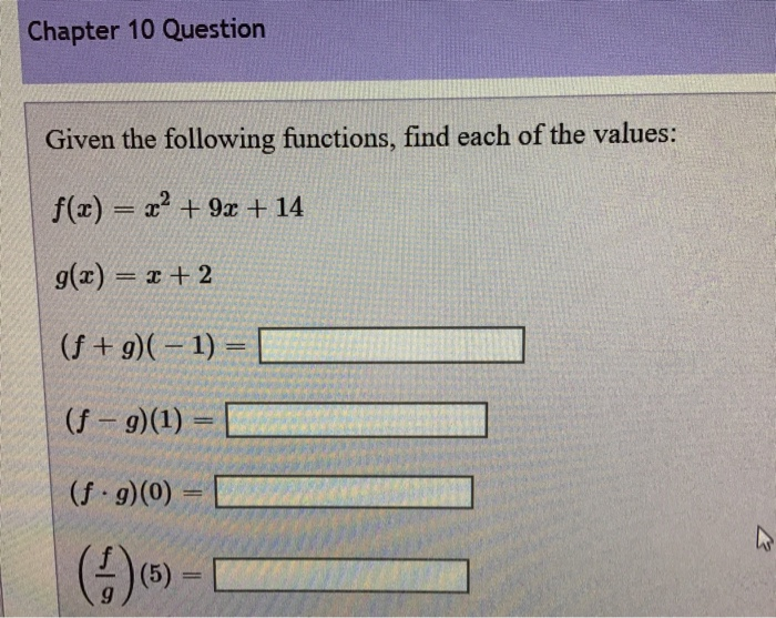 Solved Chapter 10 Question Given the following functions, | Chegg.com