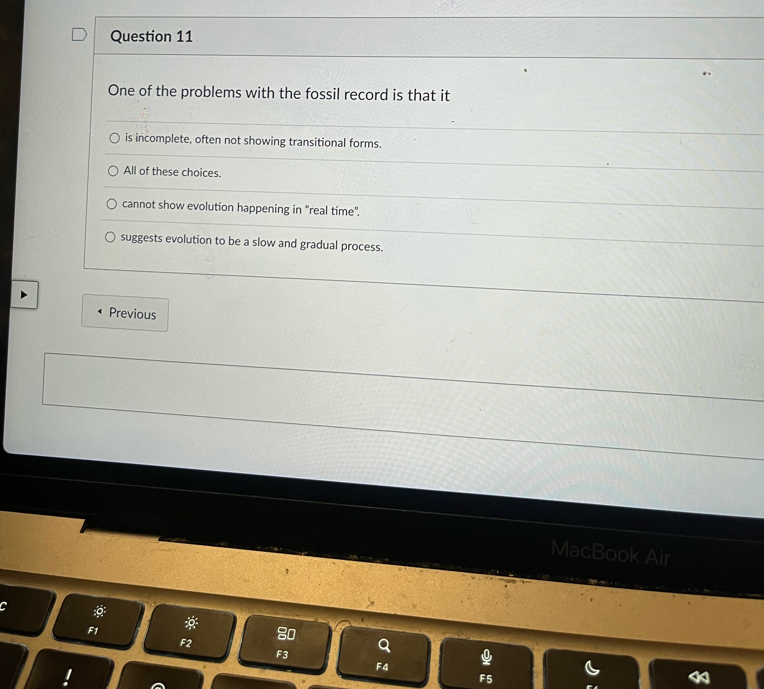 Question 11One of the problems with the fossil record | Chegg.com
