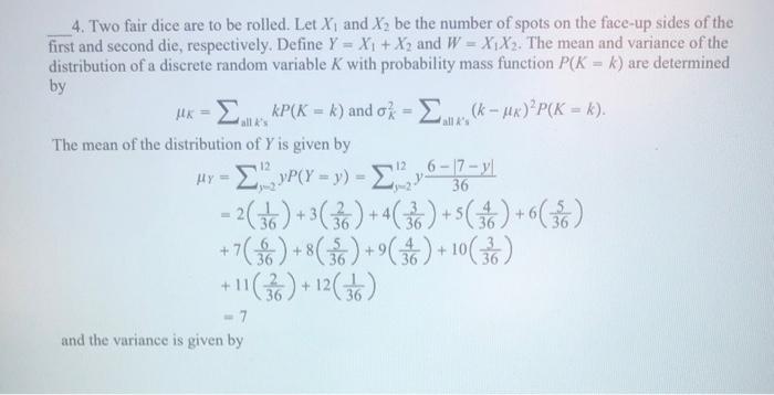 Solved 4. Two fair dice are to be rolled. Let X1 and X2 be | Chegg.com