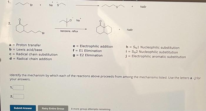 Solved 1. 2. a = Proton transfer b= Lewis acid/base c= | Chegg.com