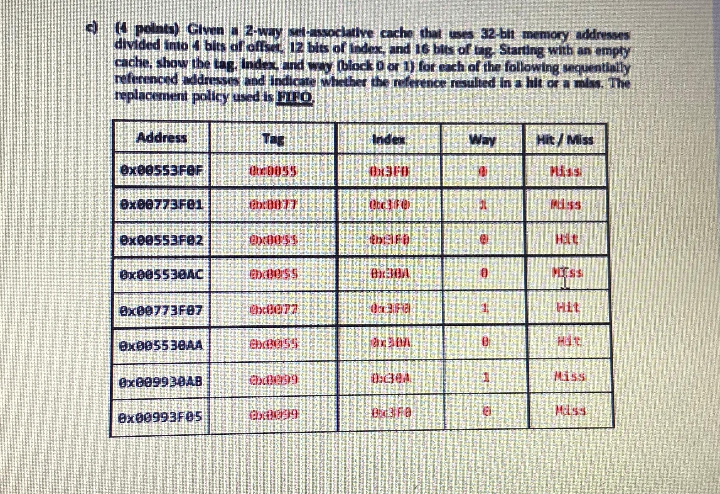 Solved c) (4 ﻿polate) ﻿Given a 2-way set-asochative cache | Chegg.com