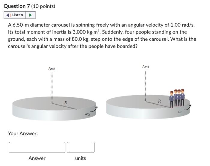 Solved A 6.50-m diameter carousel is spinning freely with an | Chegg.com