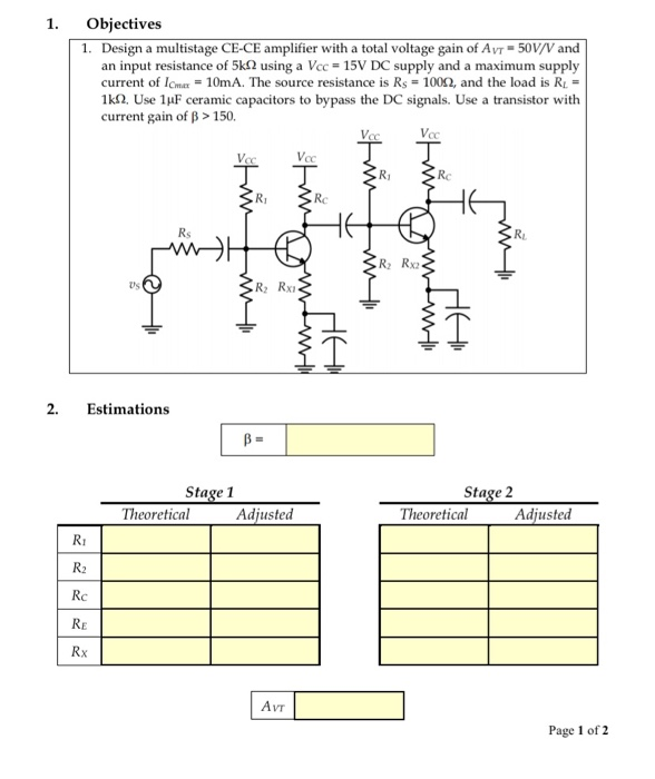 Solved ID1: ID2: Q Design a CC-CE multistage amplifier to | Chegg.com
