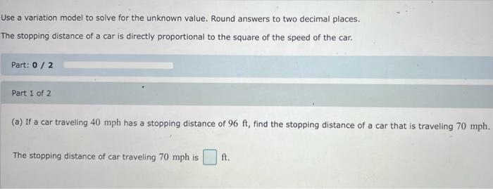 Solved Jse a variation model to solve for the unknown value. | Chegg.com