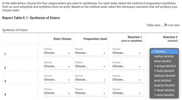 Solved Report - Synthesis of Esters Synthesis of Esters How | Chegg.com