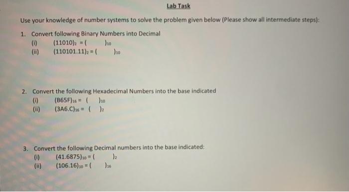 Solved Use your knowledge of number systems to solve the | Chegg.com