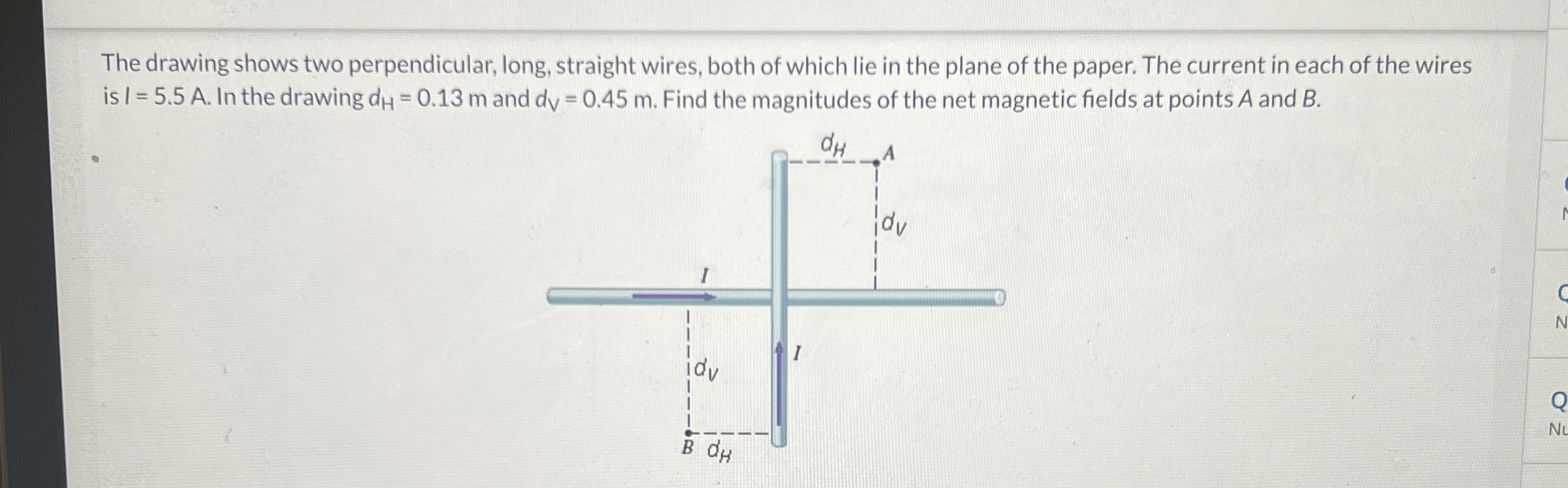 Solved The drawing shows two perpendicular, long, straight | Chegg.com
