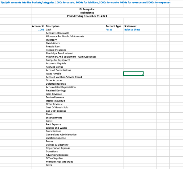 Solved Tip: Split accounts into five | Chegg.com