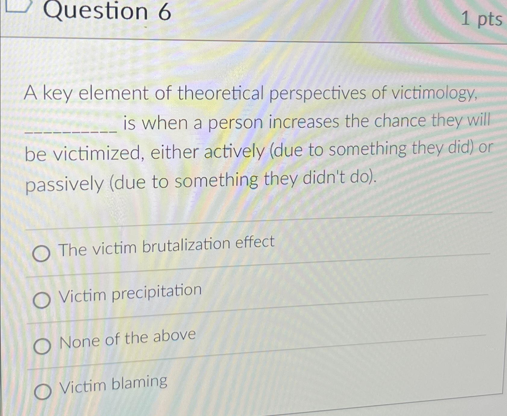 Solved Question 61ptsA key element of theoretical | Chegg.com