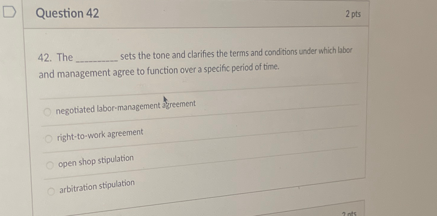 Solved Question 422pts42. ﻿The ﻿sets the tone and | Chegg.com