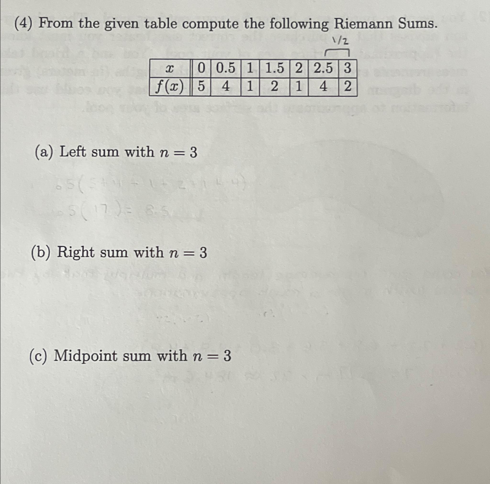 Solved (4) ﻿From the given table compute the following | Chegg.com