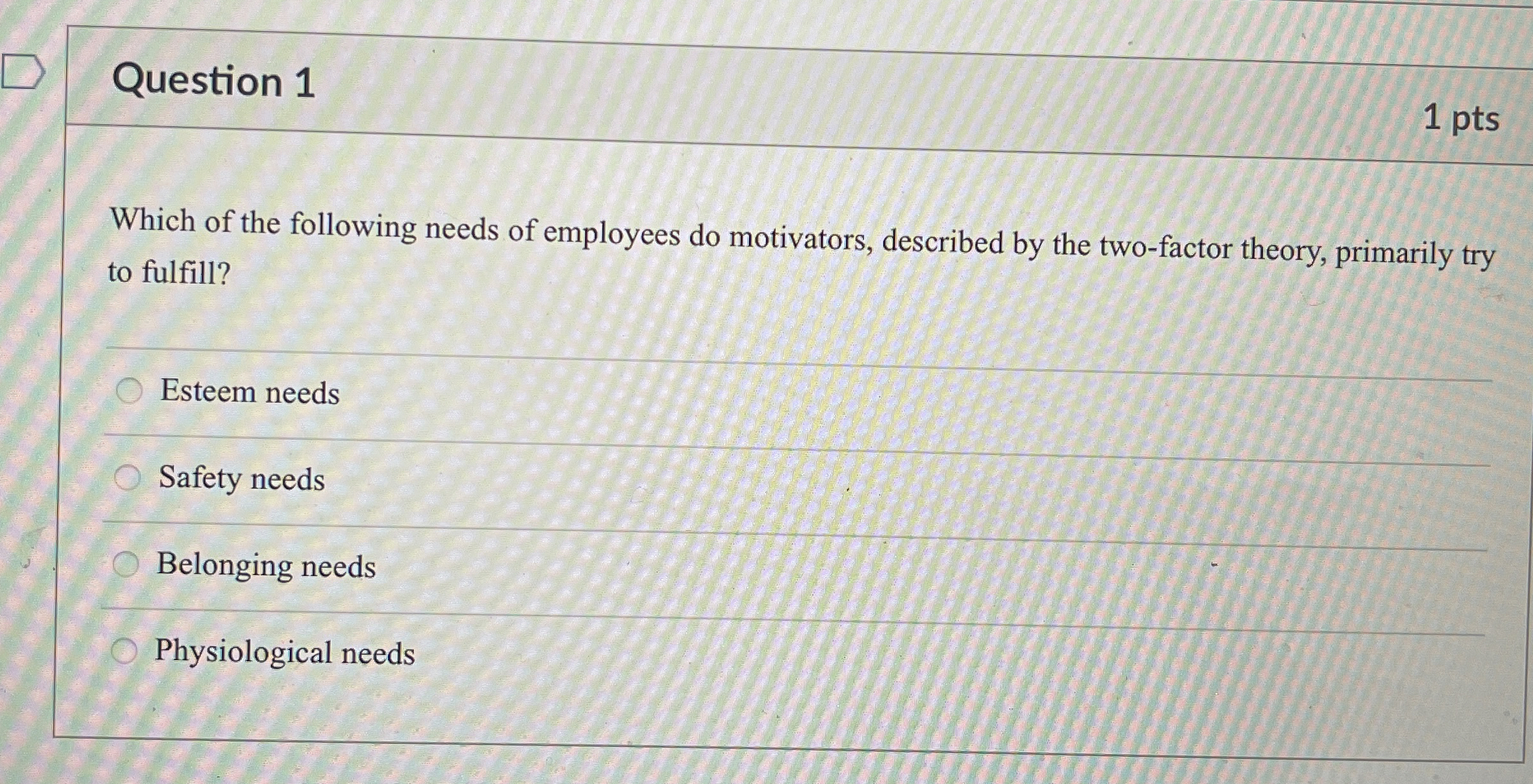 Solved Question 11 ﻿ptsWhich of the following needs of | Chegg.com