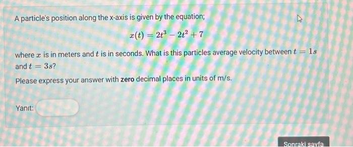 Solved A particle's position along the x-axis is given by | Chegg.com