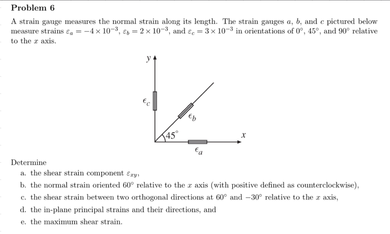 Solved Problem 6A strain gauge measures the normal strain | Chegg.com