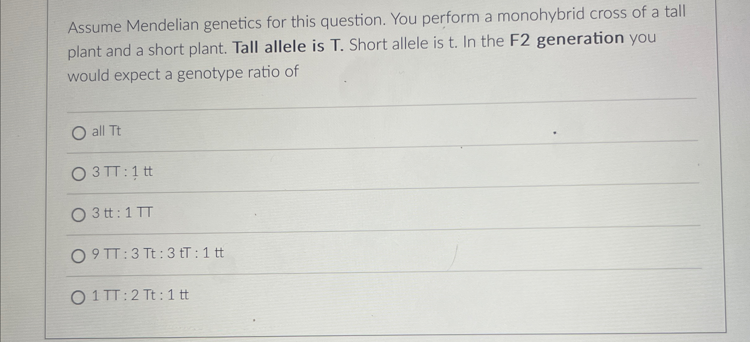 Solved Assume Mendelian genetics for this question. You | Chegg.com