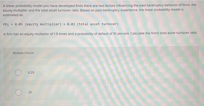 Solved A linear probability model you have developed finds | Chegg.com