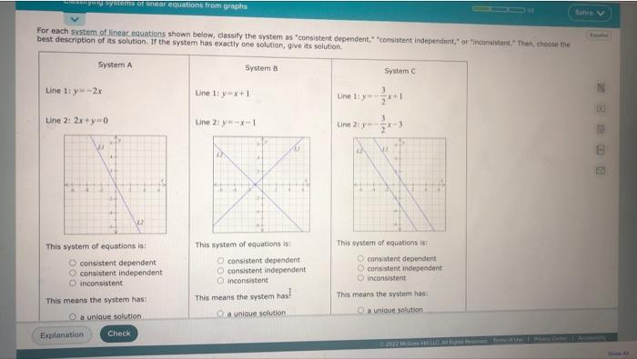 Solved wystems of linear equations from graphis For each | Chegg.com
