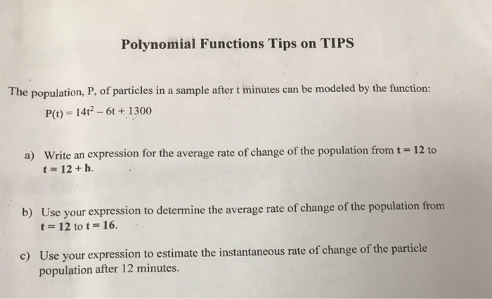 Solved Polynomial Functions Tips on TIPS The population, P, | Chegg.com