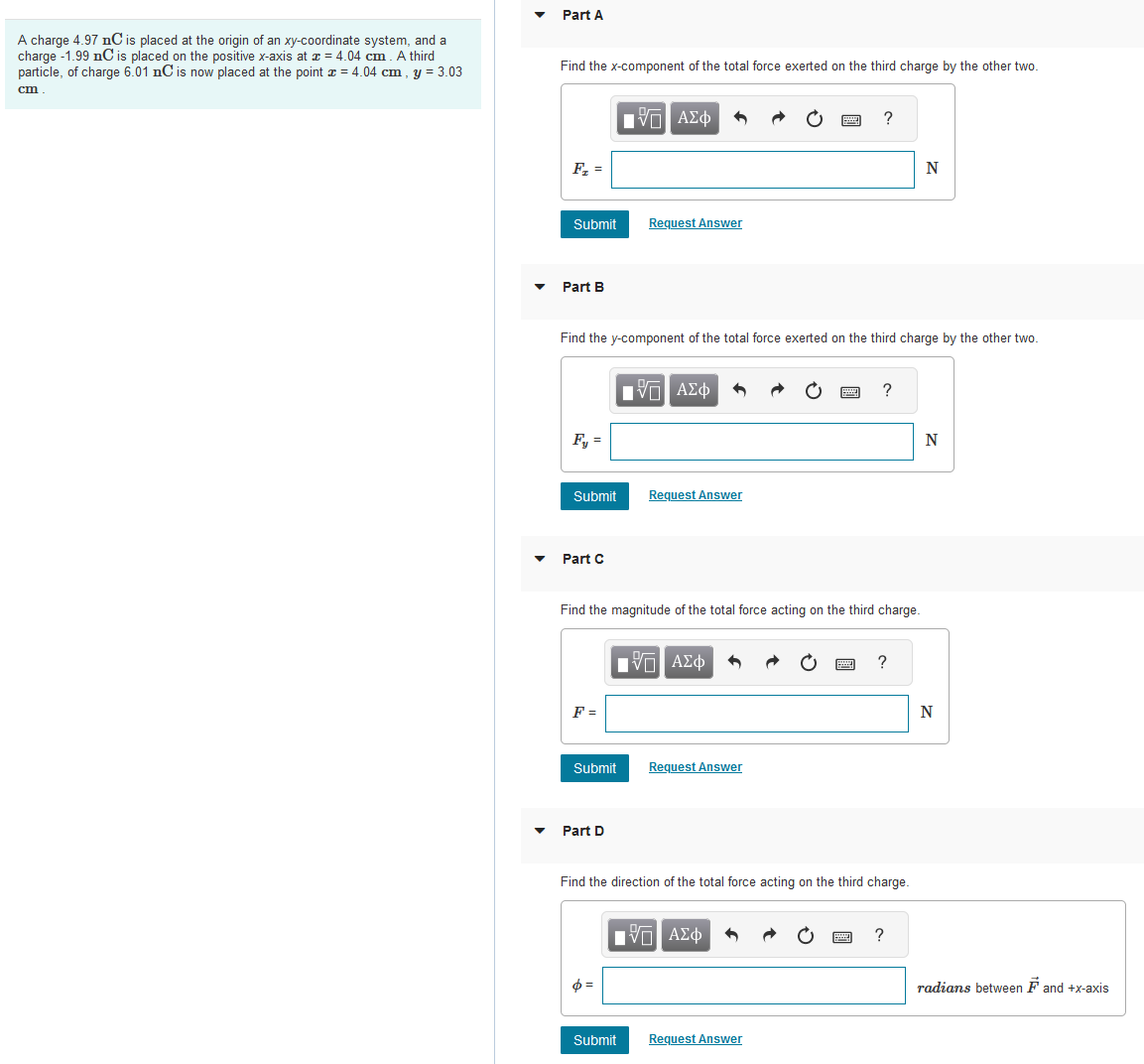 Solved A charge 4.97 ﻿nC is placed at the origin of an | Chegg.com