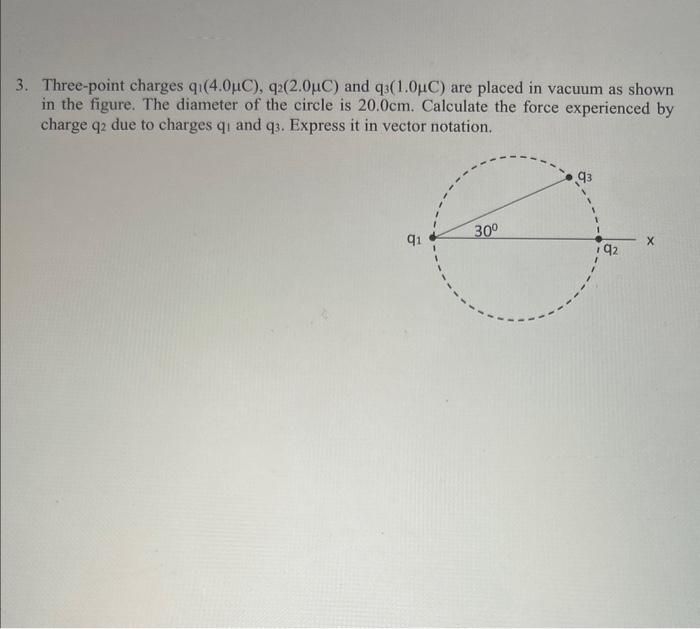 Solved 3. Three-point charges q1(4.0μC),q2(2.0μC) and | Chegg.com