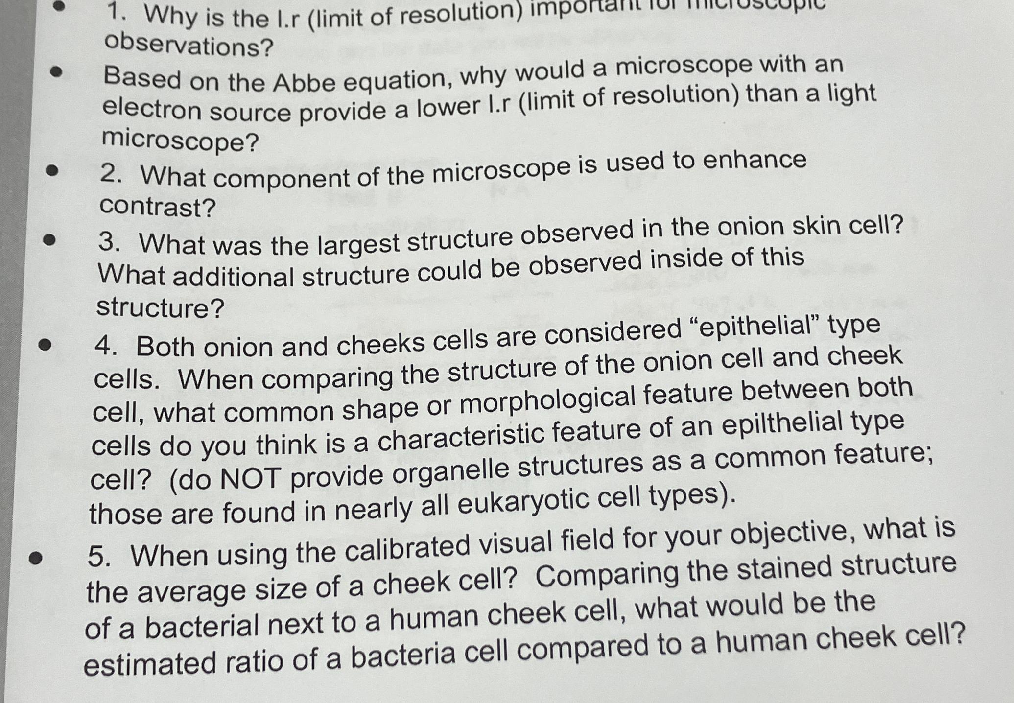 Solved Why is the I.r (limit of resolution) | Chegg.com