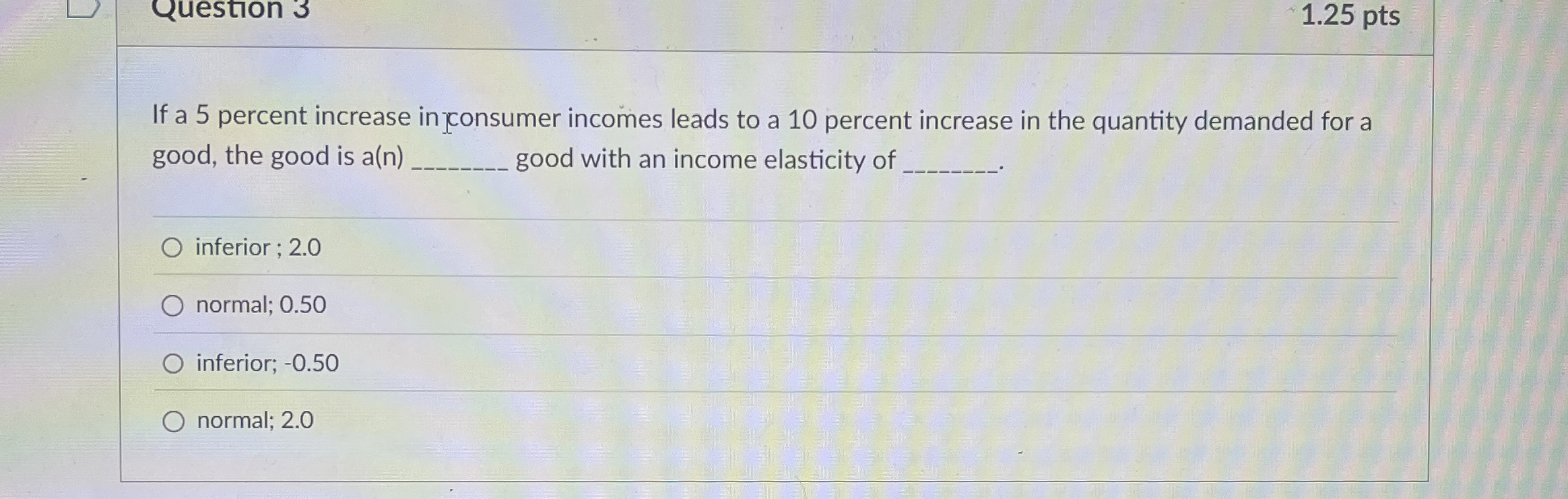 Solved 1.25 ﻿ptsIf a 5 ﻿percent increase inconsumer incomes | Chegg.com