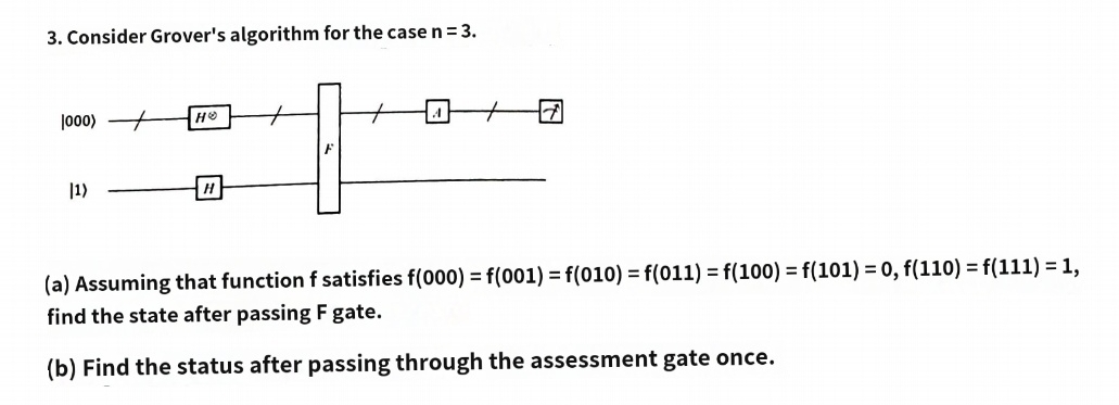 Solved Consider Grover's algorithm for the case n=3.(a) | Chegg.com Solved Consider Grover's algorithm for the case n=3.(a) | Chegg.com