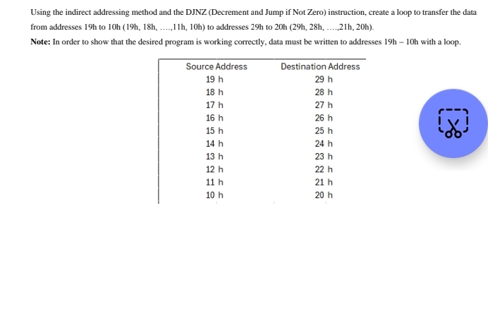 Solved Using the indirect addressing method and the DJNZ | Chegg.com