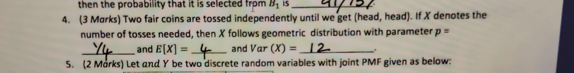 Solved 4. (3 Marks) Two fair coins are tossed independently | Chegg.com