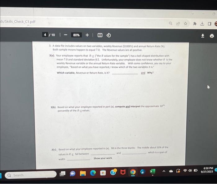 Solved 3. A data file includes values on two variables, | Chegg.com