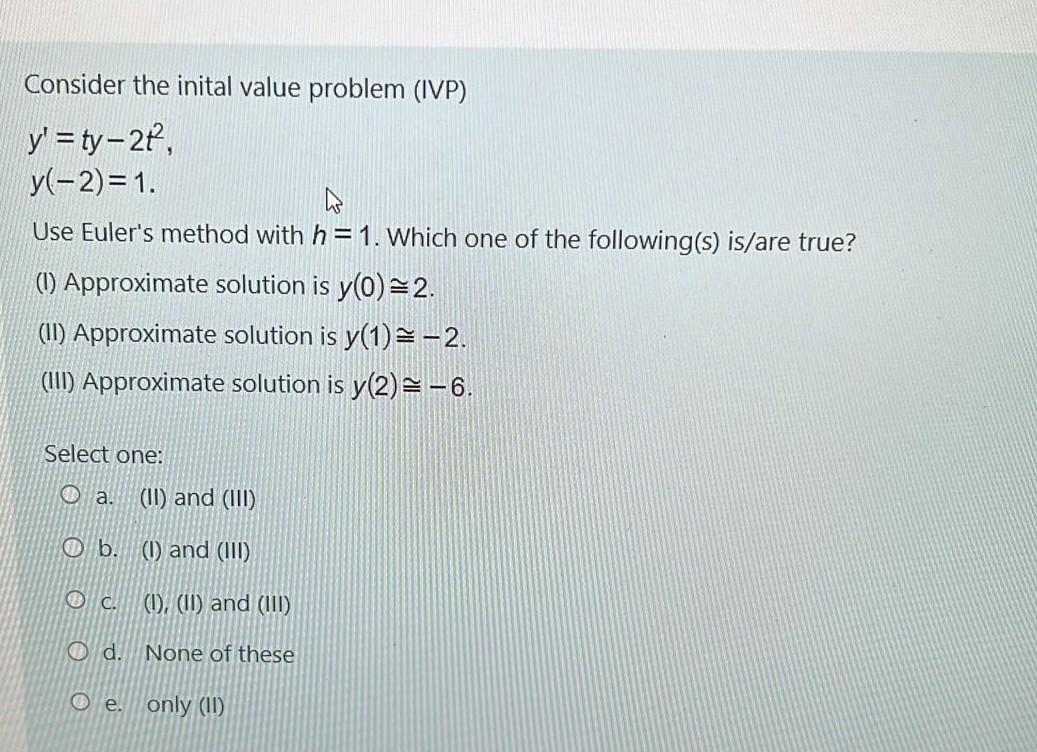 Solved Consider the inital value problem (IVP) | Chegg.com