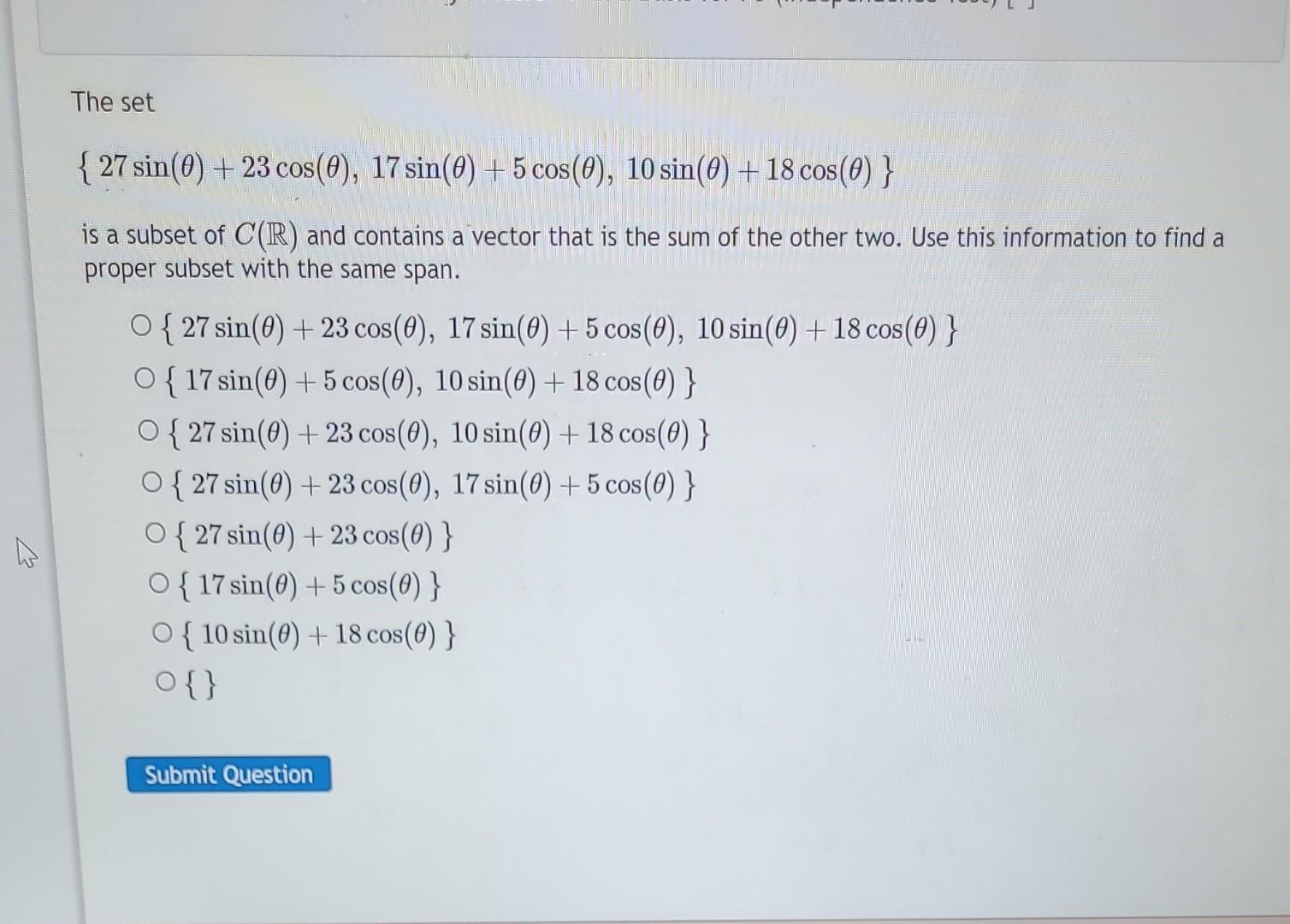 Solved The set | Chegg.com