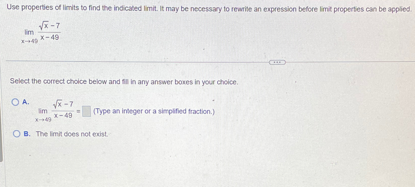 Solved Use properties of limits to find the indicated limit. | Chegg.com