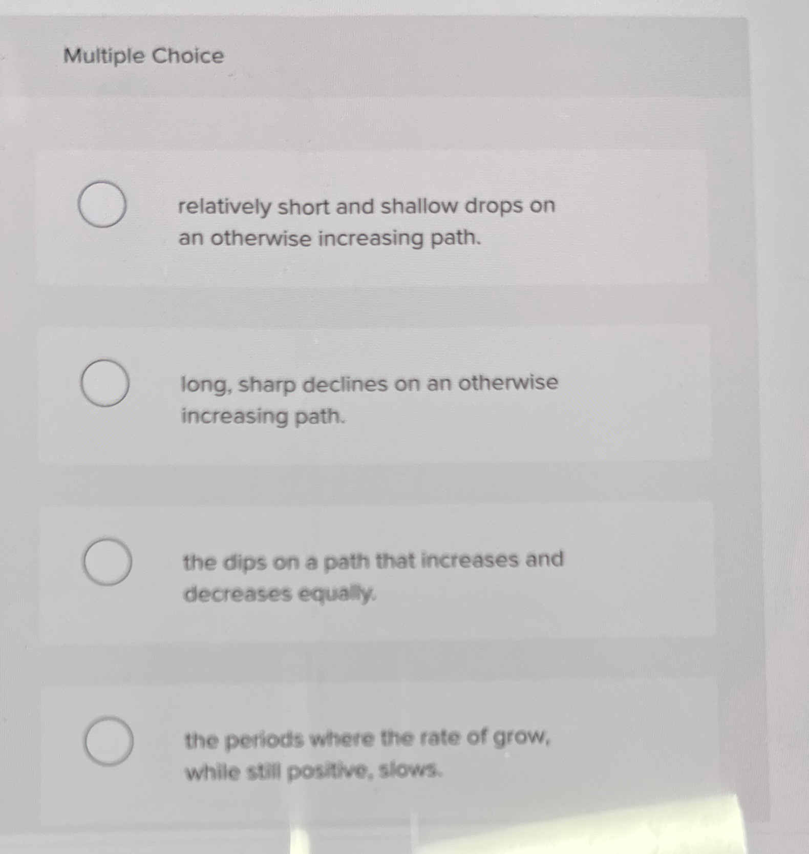 Solved Multiple Choicerelatively short and shallow drops on | Chegg.com