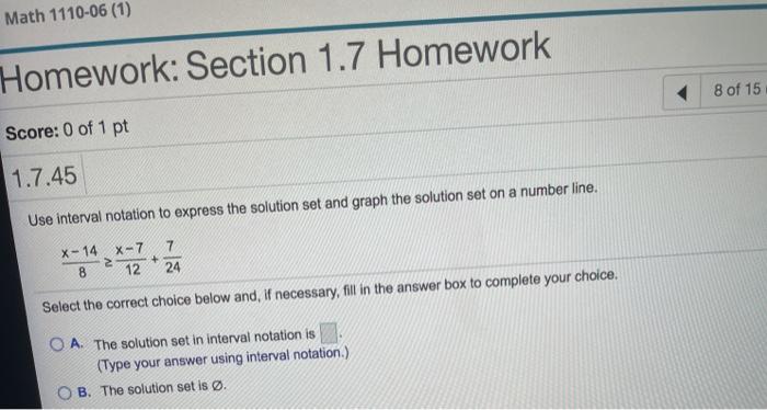 Solved Math 1110 06 1 Homework Section 1 7 Homework 6 Of