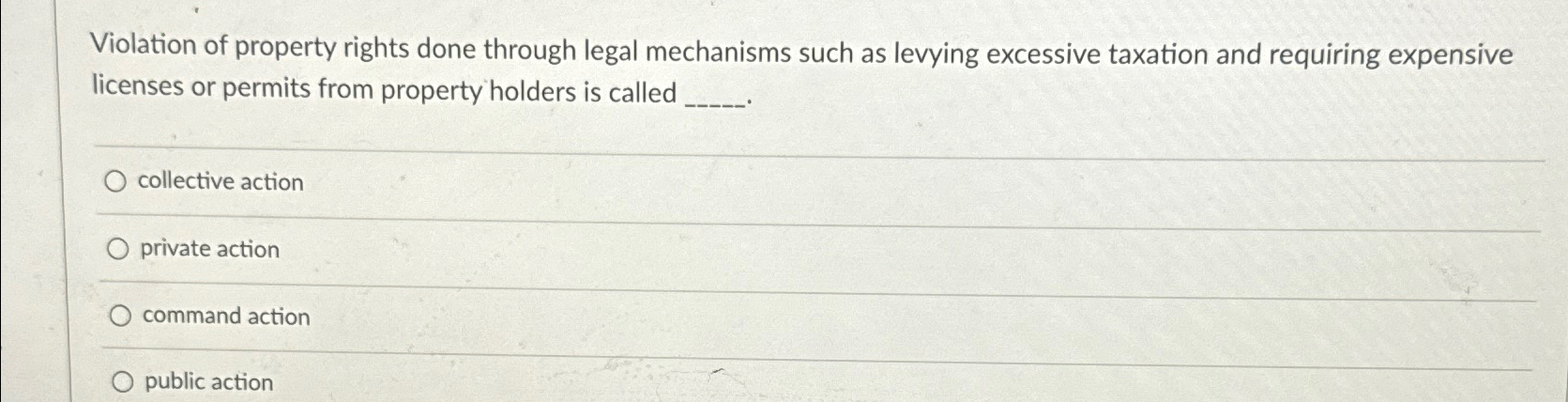 Solved Violation of property rights done through legal | Chegg.com