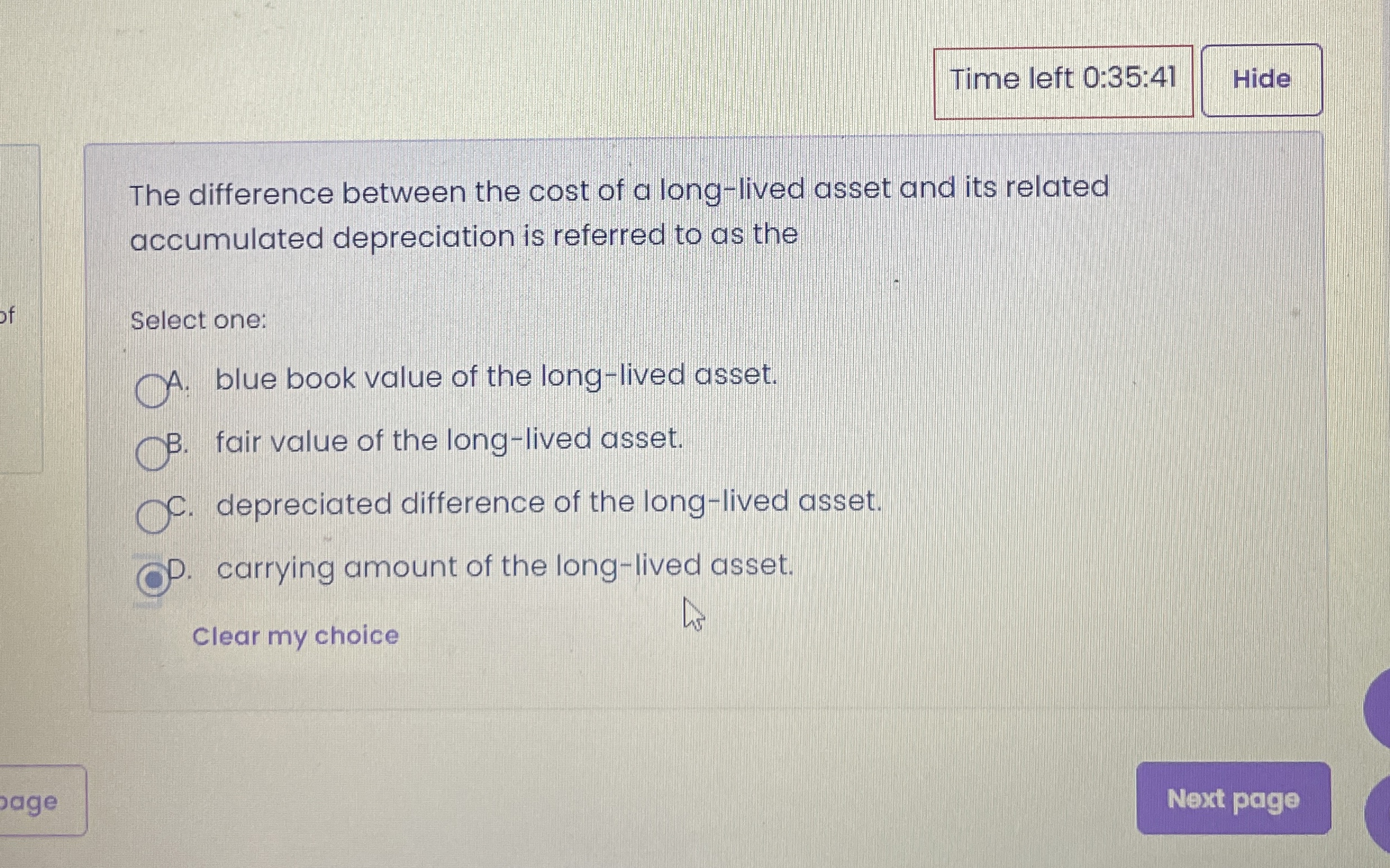 Solved The difference between the cost of a long-lived asset | Chegg.com