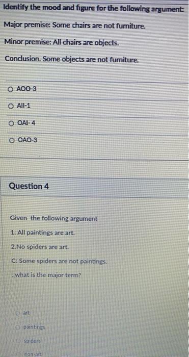 Solved Identify the mood and figure for the following | Chegg.com