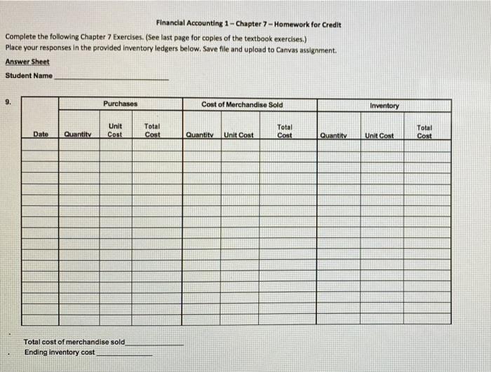 Solved Financial Accounting 1 - Chapter 7 - Homework for | Chegg.com
