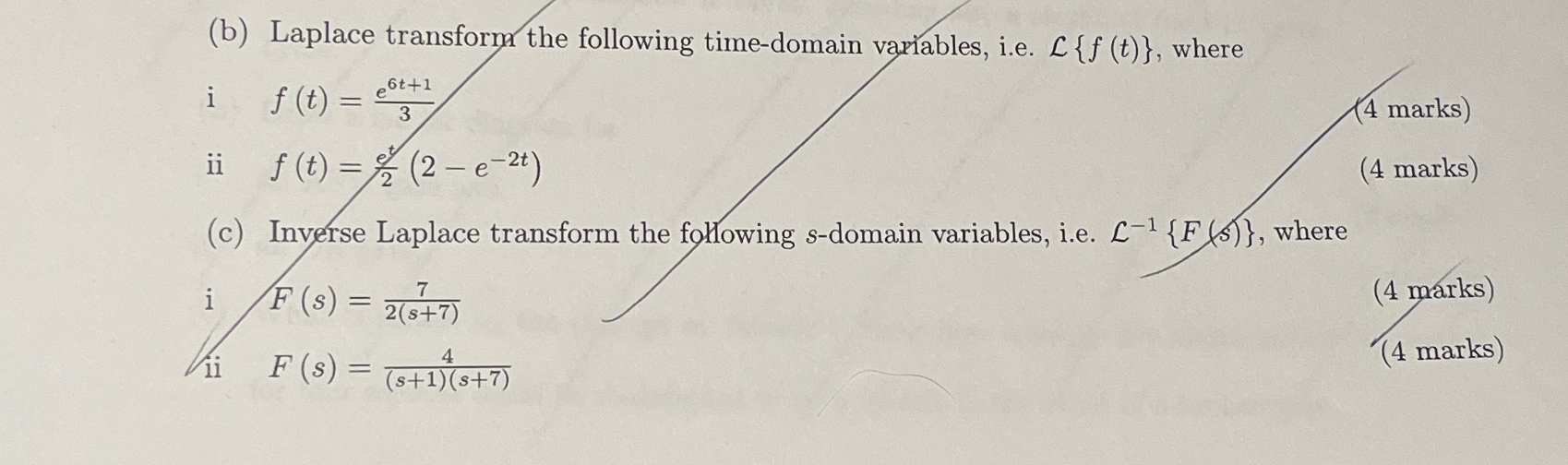 Solved (b) ﻿Laplace transform the following time-domain | Chegg.com