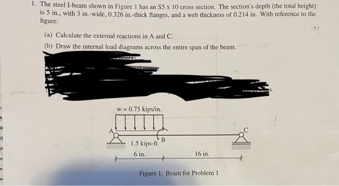 Solved 1. The steel I-beam shown in Figure I has an S5 10 | Chegg.com