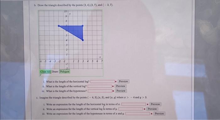 Solved b. Draw the triangle described by the points | Chegg.com