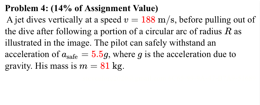 Solved Problem 4: (14% ﻿of Assignment Value)A jet dives | Chegg.com